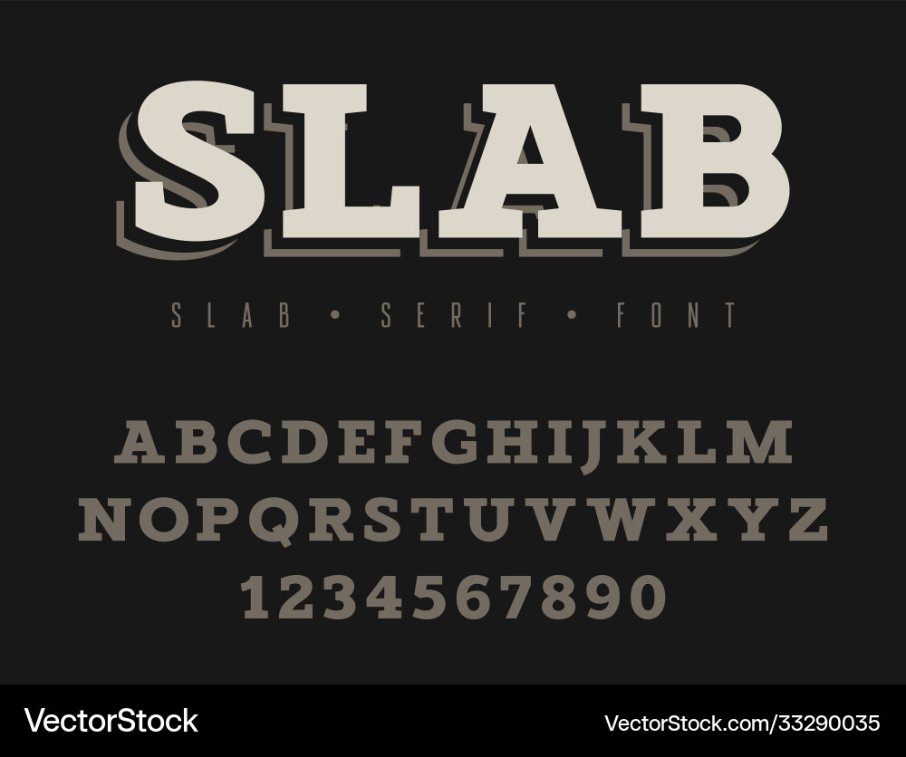 Classic Slab Serif Font Royalty Free Vector Image