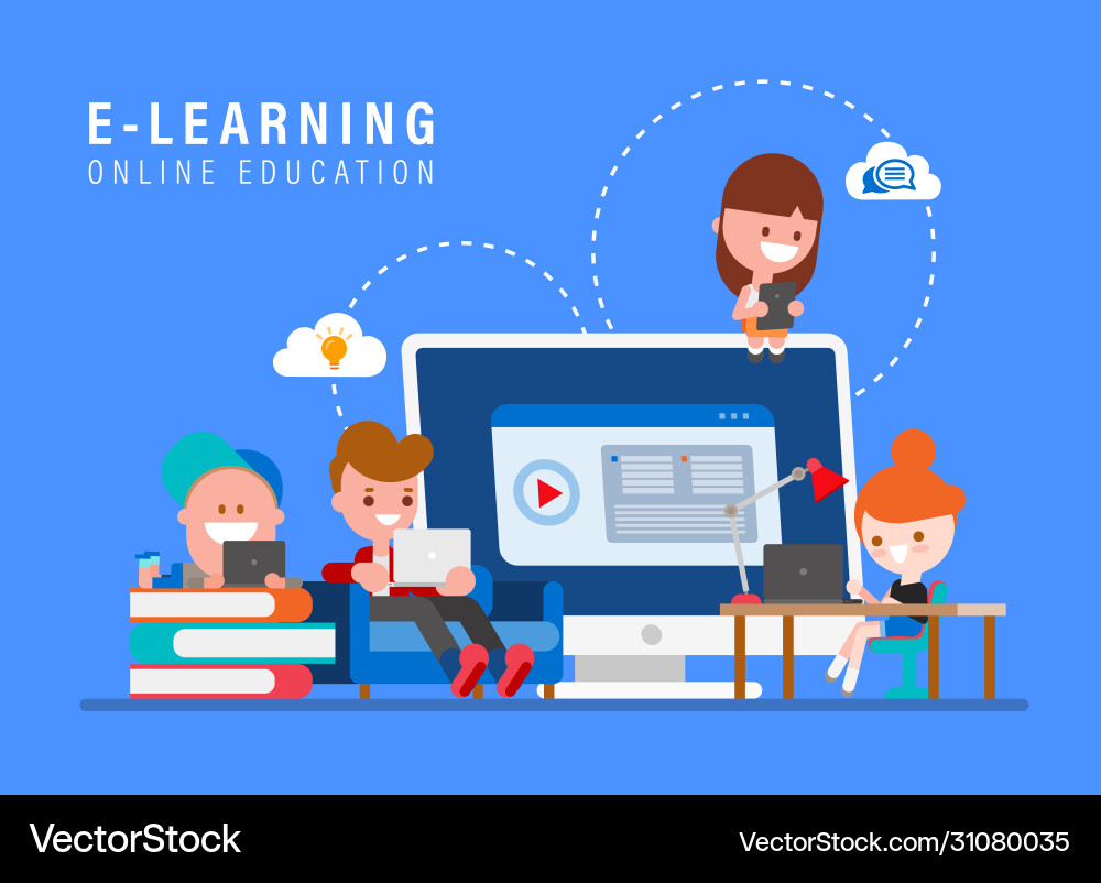 E-learning online education concept kids Vector Image