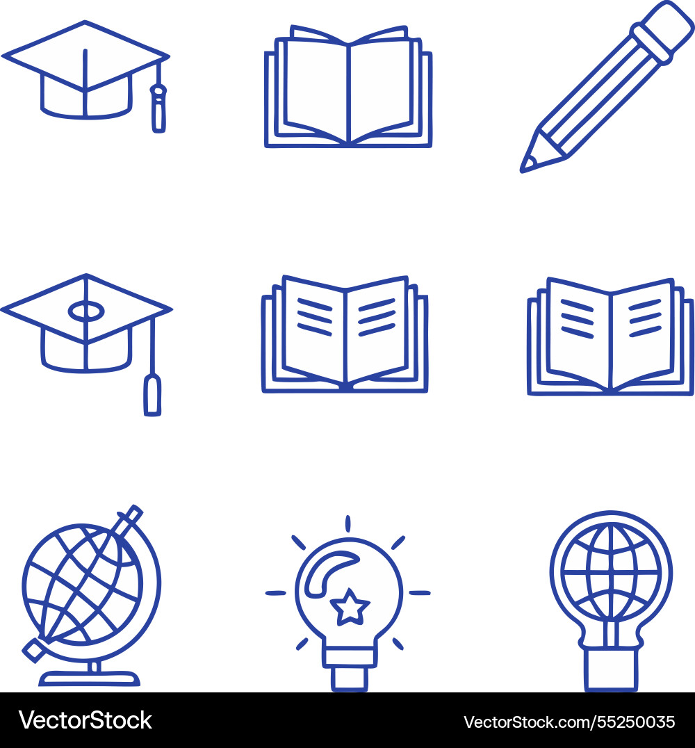 Education and learning icons in a simple line Vector Image