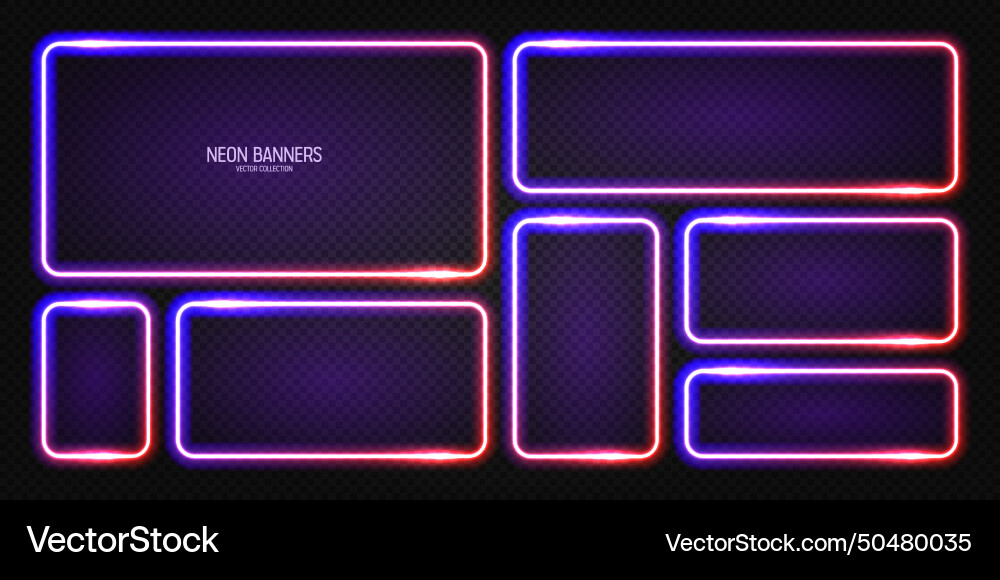 Glowing neon banners illuminated colorful square Vector Image