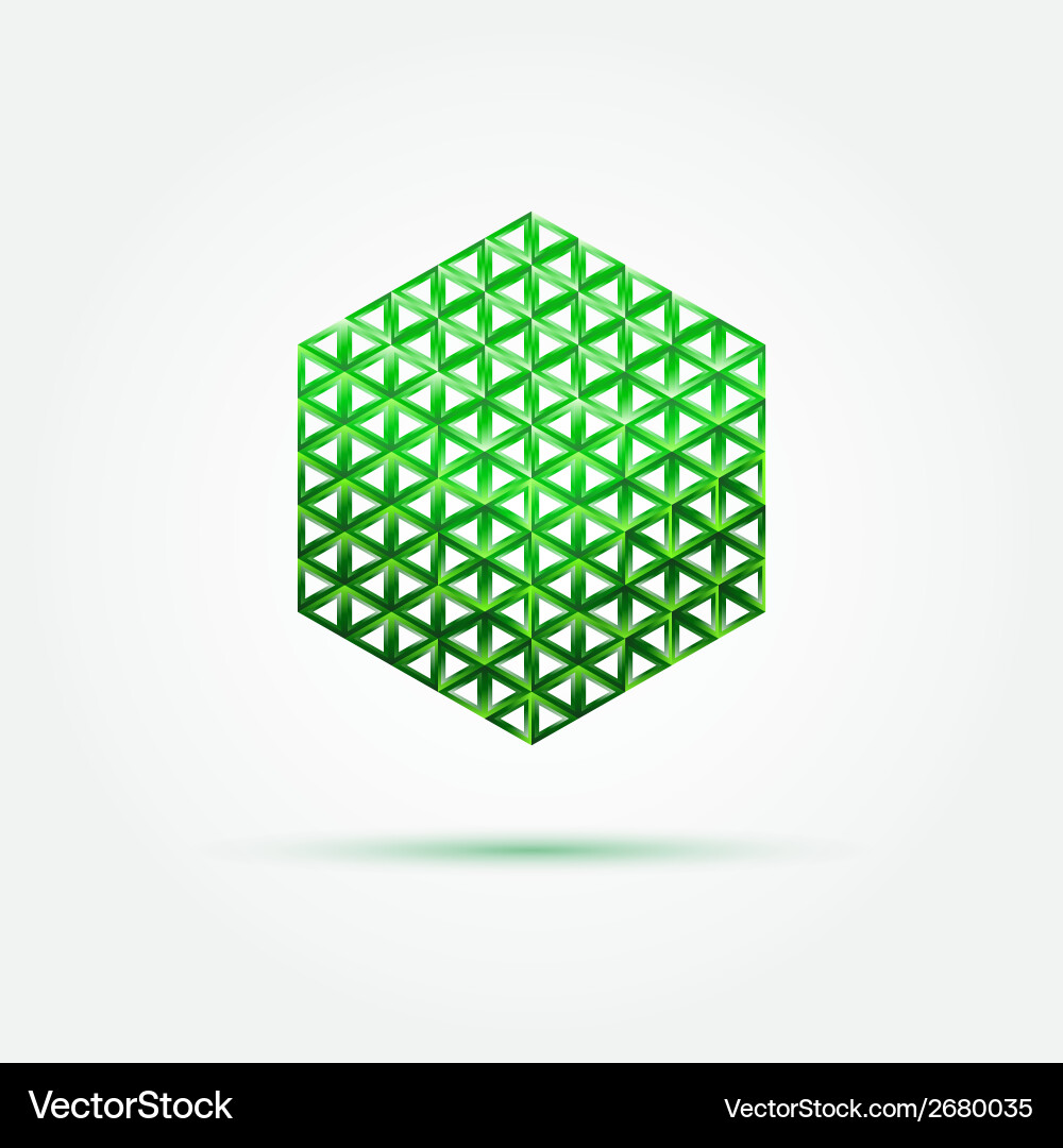 Green isometric cube icon made with triangles Vector Image