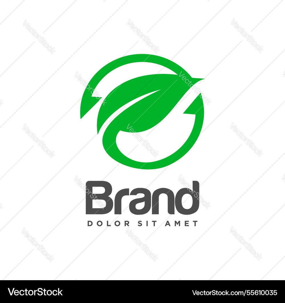 Leaf recycle logo design arrow Royalty Free Vector Image