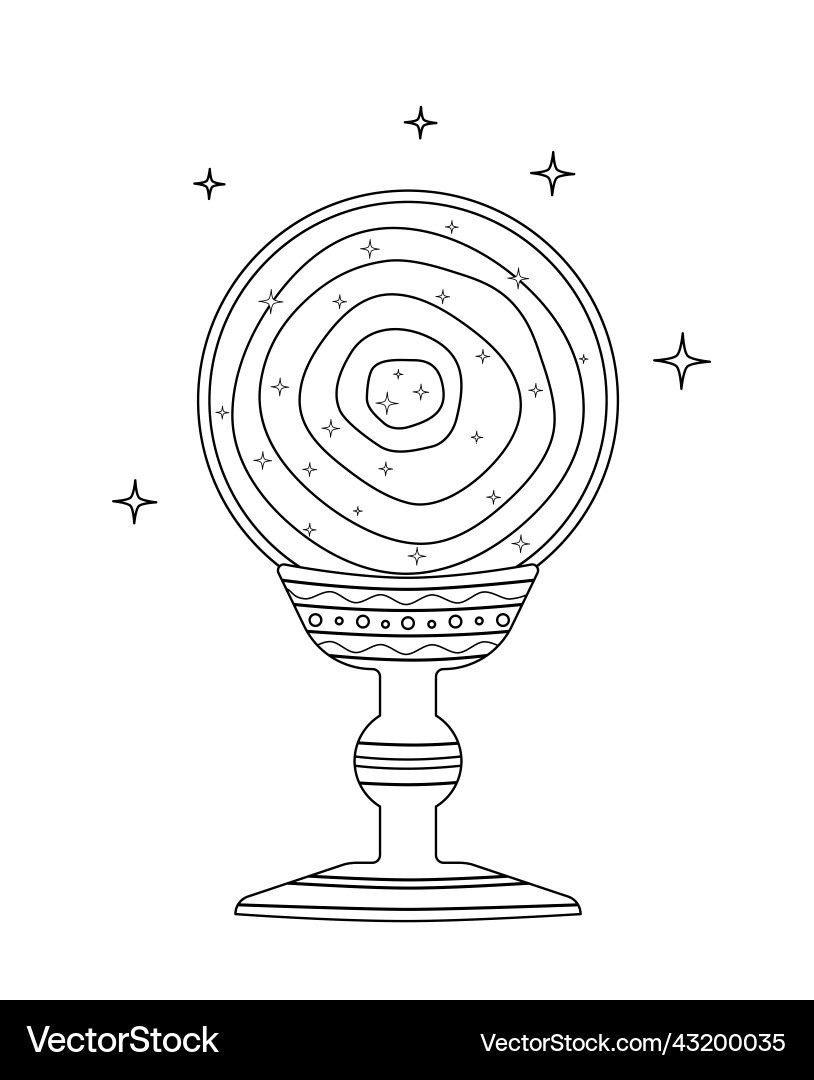 Magic crystal ball coloring page black and white Vector Image