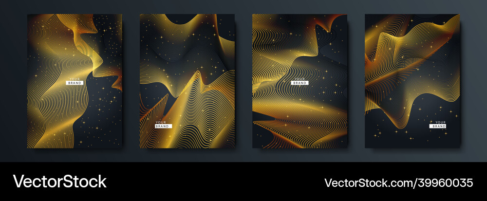 Modern black stripe cover design set luxury Vector Image