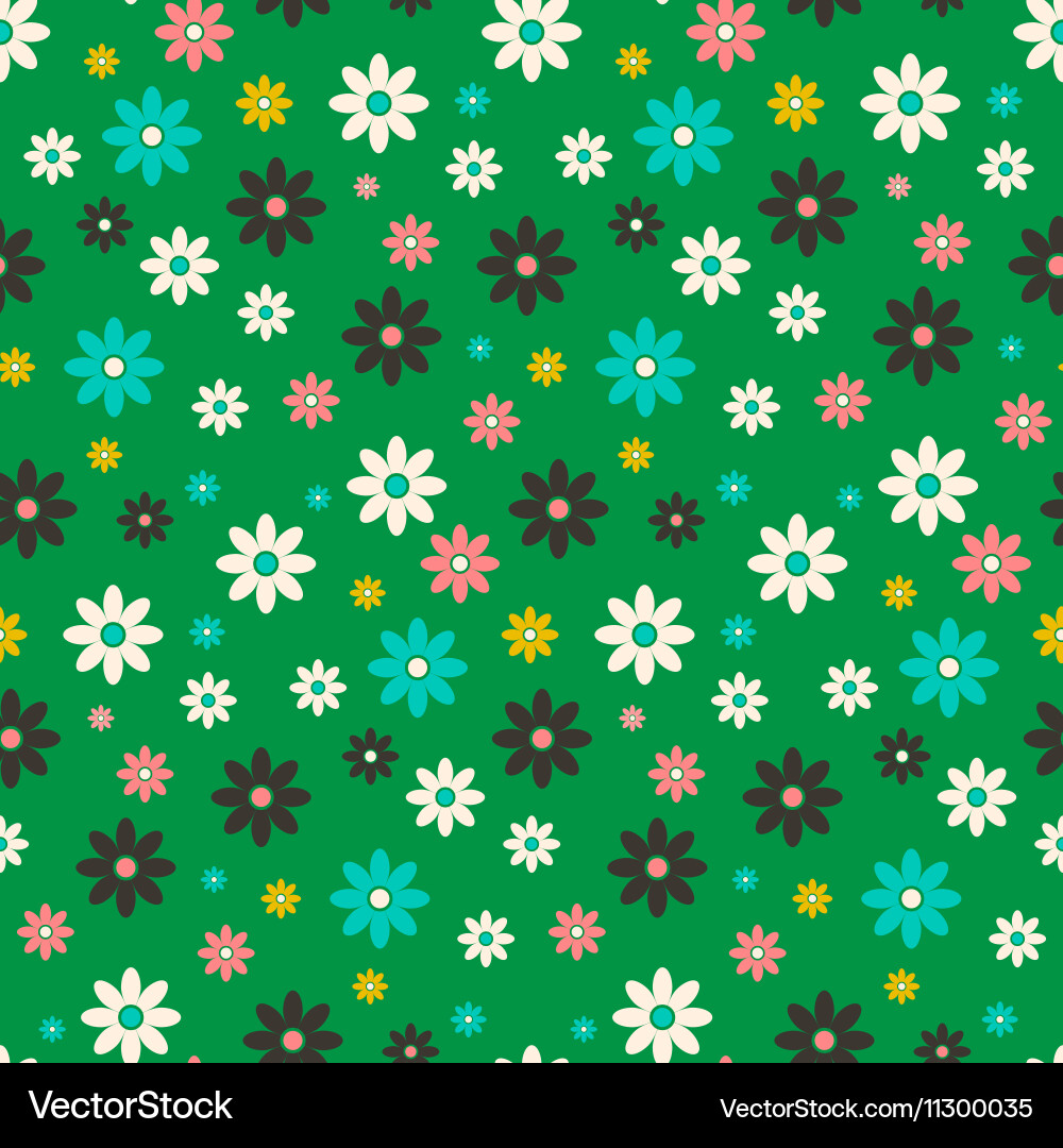 Seamless flowers pattern flat design flower set Vector Image