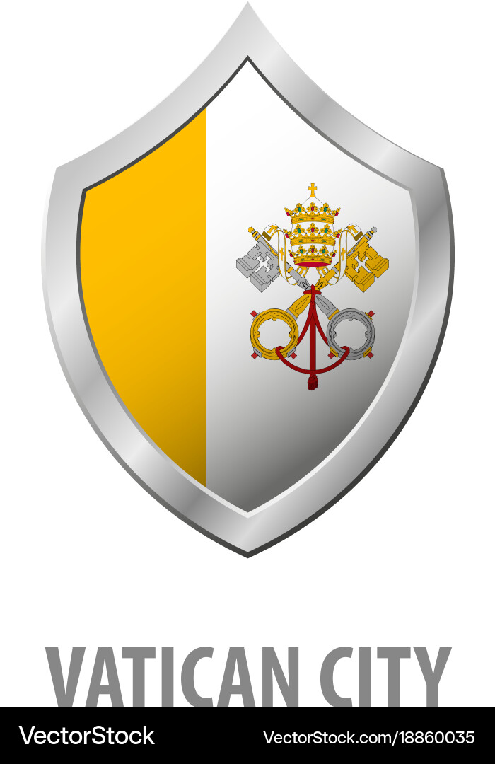 Vatican city flag on metal shiny shield Royalty Free Vector