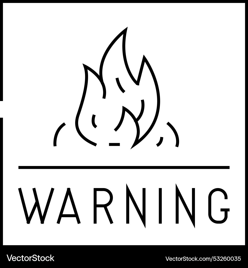 Warning fire line icon Royalty Free Vector Image
