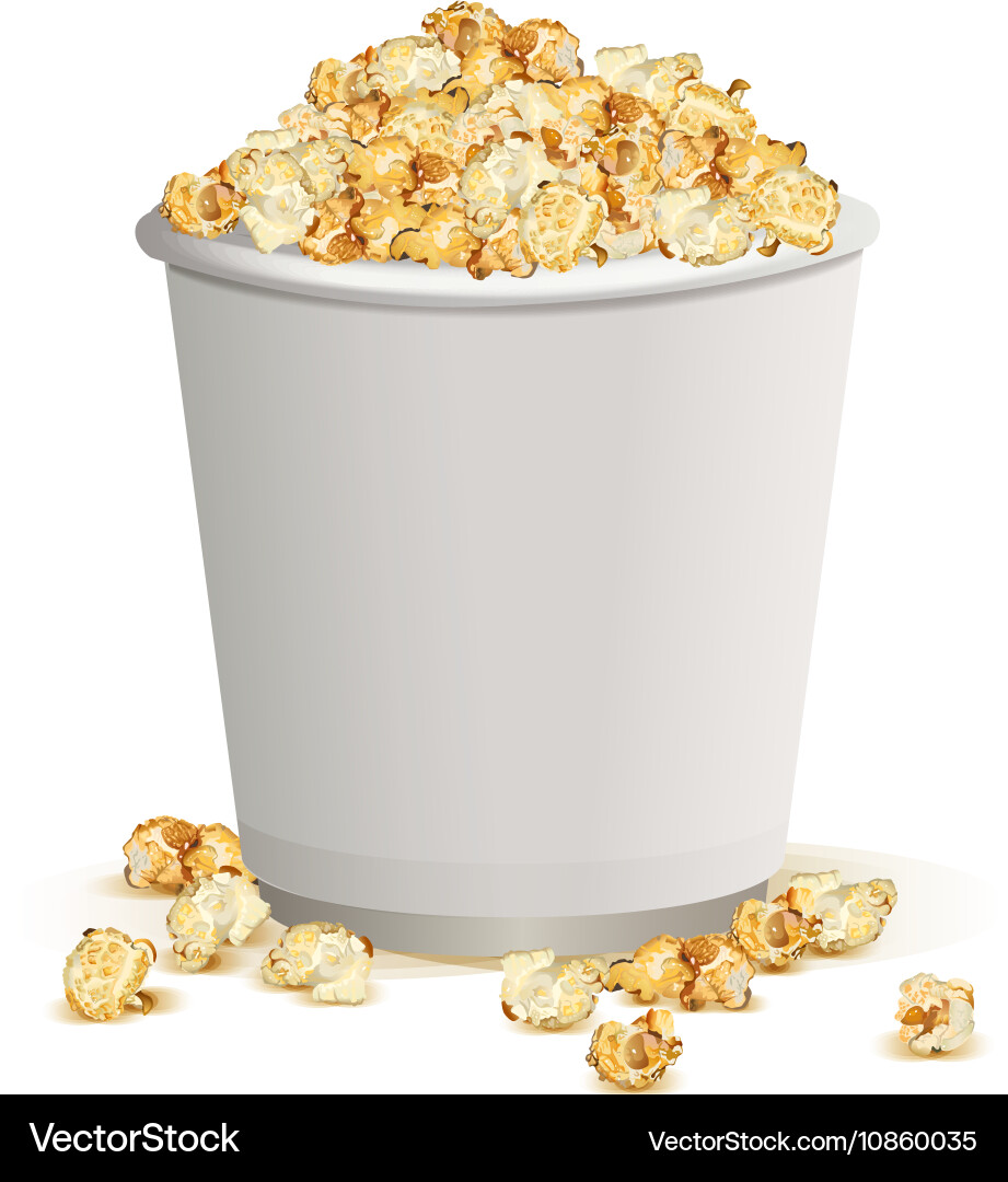 White paper cup full of popcorn Royalty Free Vector Image