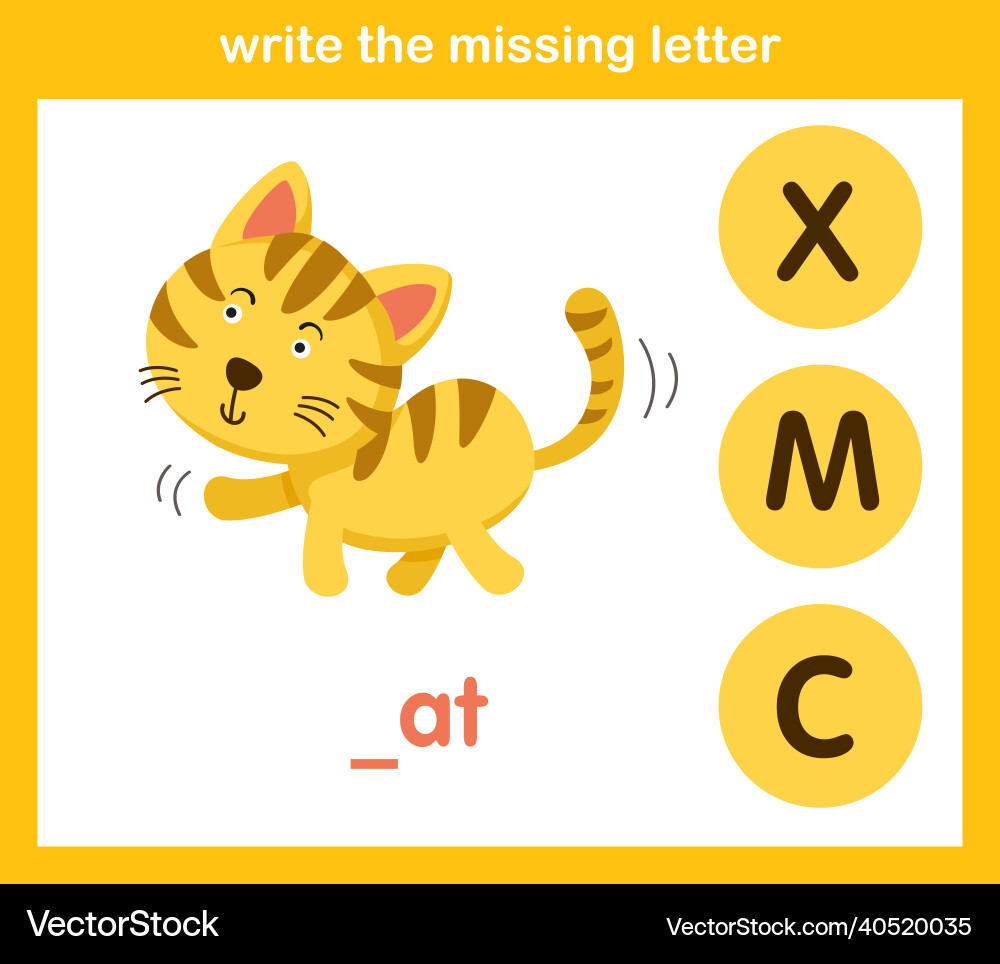 Write the missing letter Royalty Free Vector Image