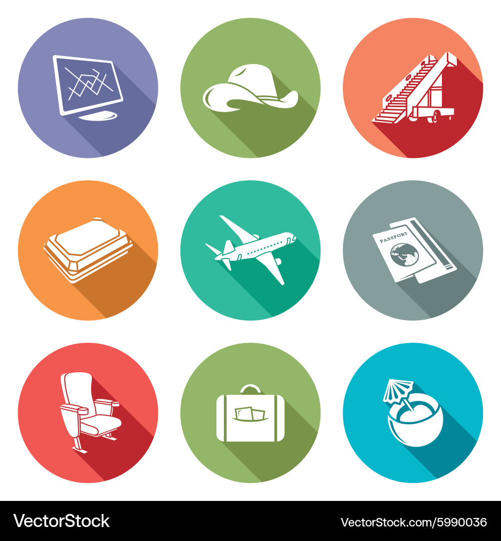 Aircraft and flight icons set Royalty Free Vector Image