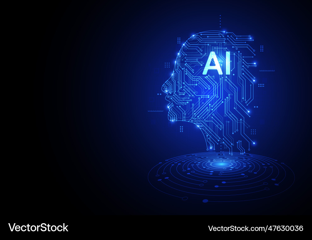 Artificial intelligence brain human head chipset Vector Image