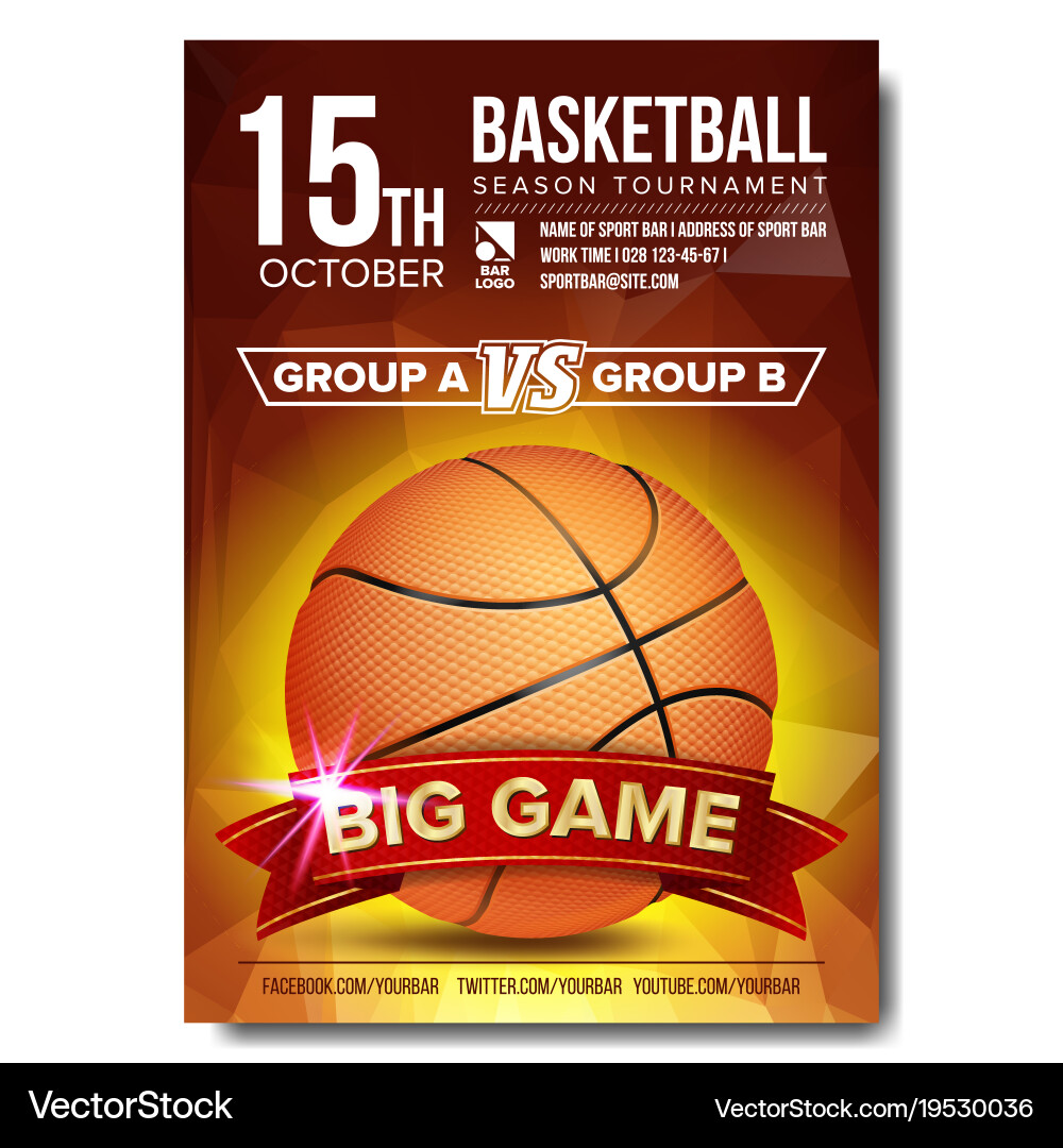 Basketball Championship Poster Royalty Free Vector Image