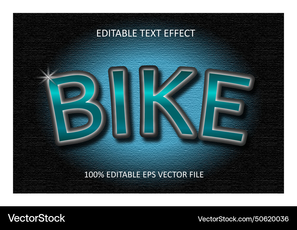 Bike editable text effect 3d emboss style Vector Image