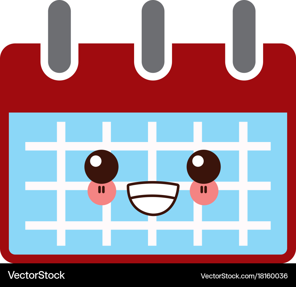 Calendar schedule symbol kawaii cute cartoon Vector Image