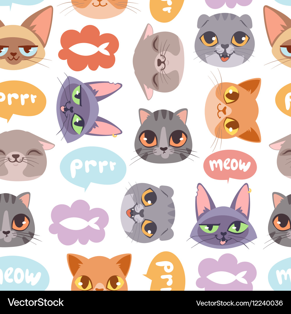 Cat head seamless pattern Royalty Free Vector Image