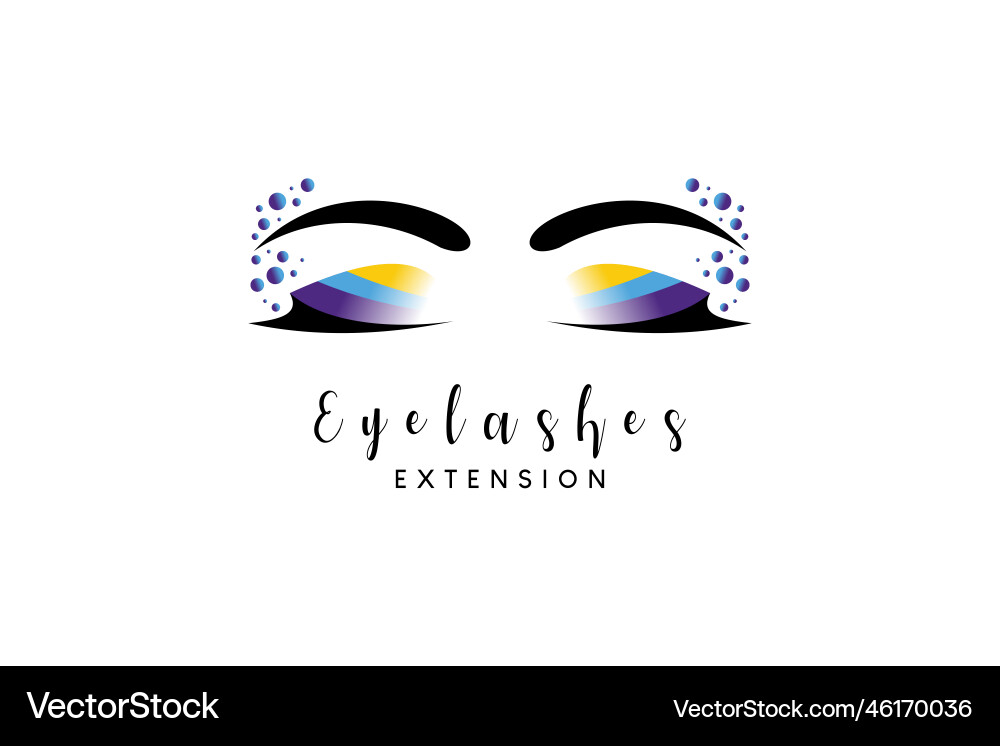 Colorful eyelash extension logo design Royalty Free Vector
