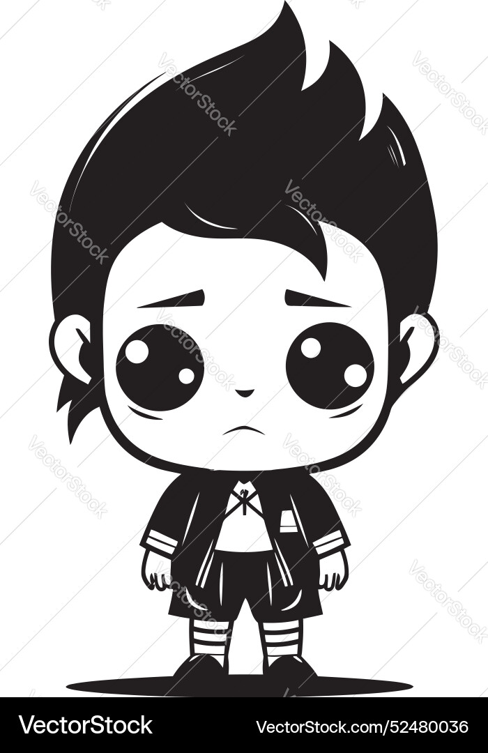 Dejected dexter cartoon boy emblem Royalty Free Vector Image