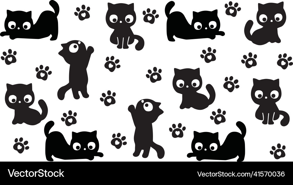 Doodle cute black cat hand drawn design Royalty Free Vector