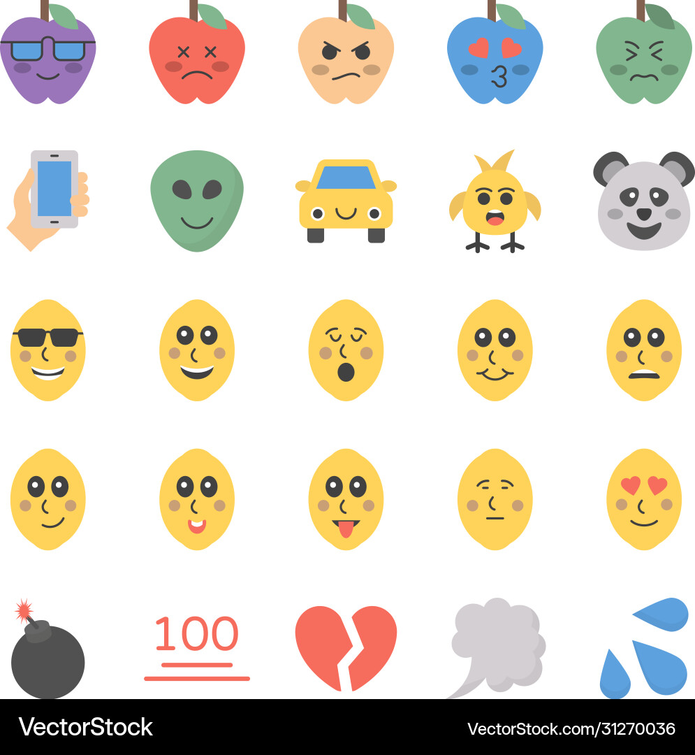 Emoticons Icons Sammlung Lizenzfreies Vektorbild