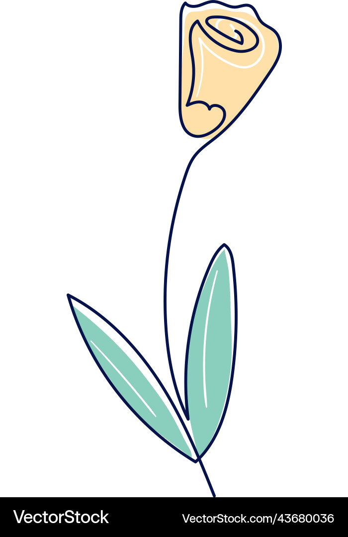 Flower in one line art Royalty Free Vector Image
