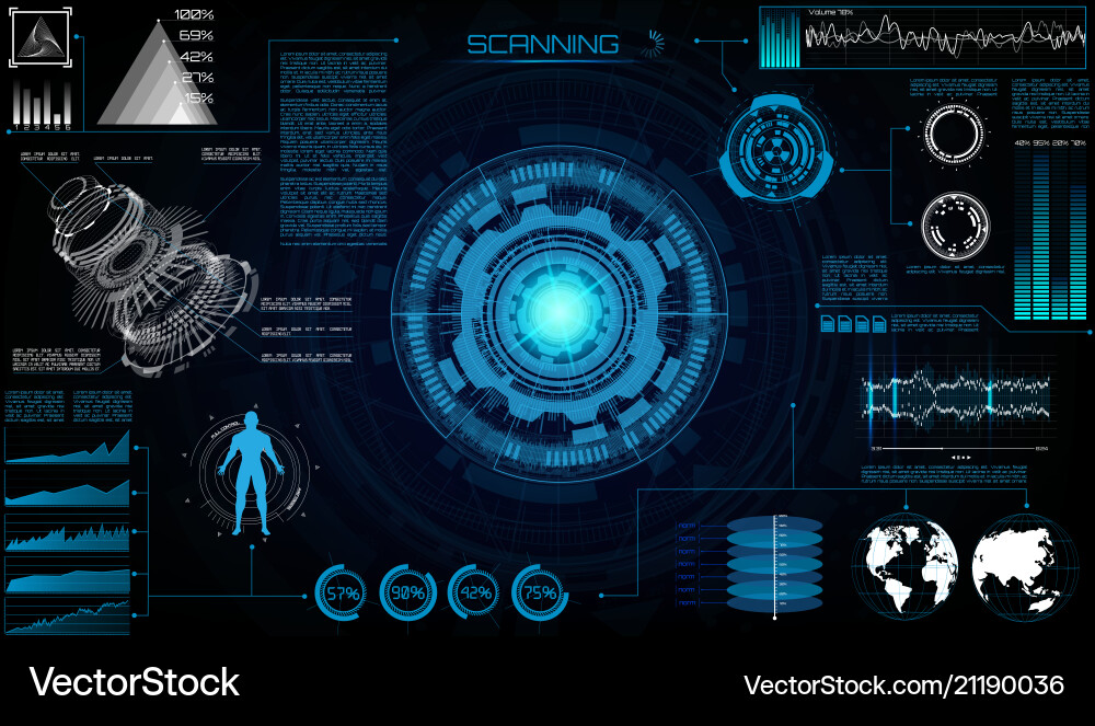 Futuristic sci fi modern user interface set Vector Image
