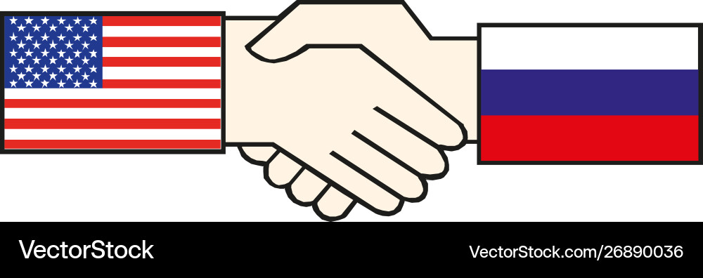 Handshake with usa and russia flag Royalty Free Vector Image