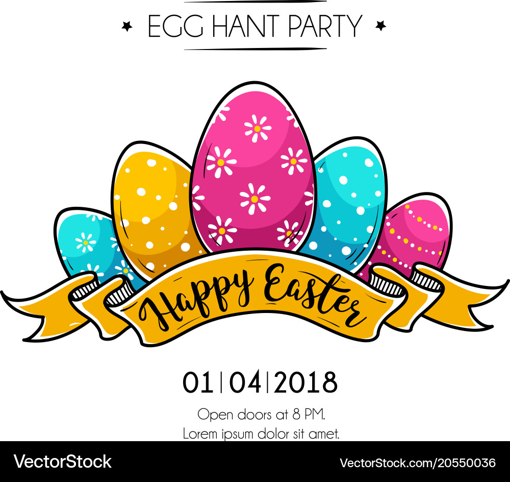 Happy easter poster with eggs Royalty Free Vector Image