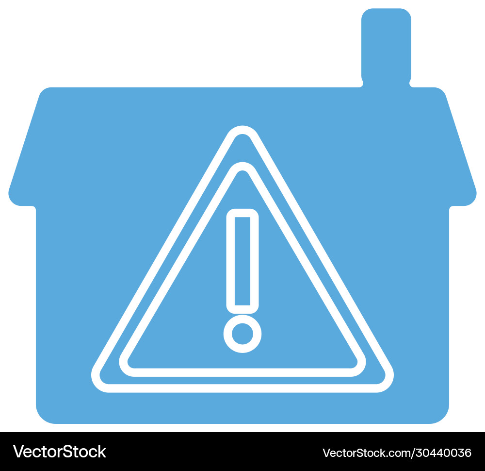 House with alert symbol line style icon Royalty Free Vector