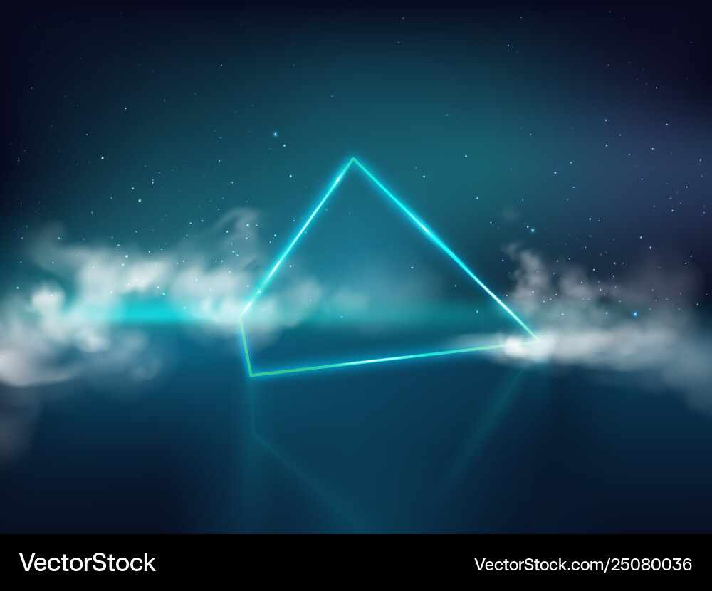 Laser rays pyramid in smoke realistic Royalty Free Vector