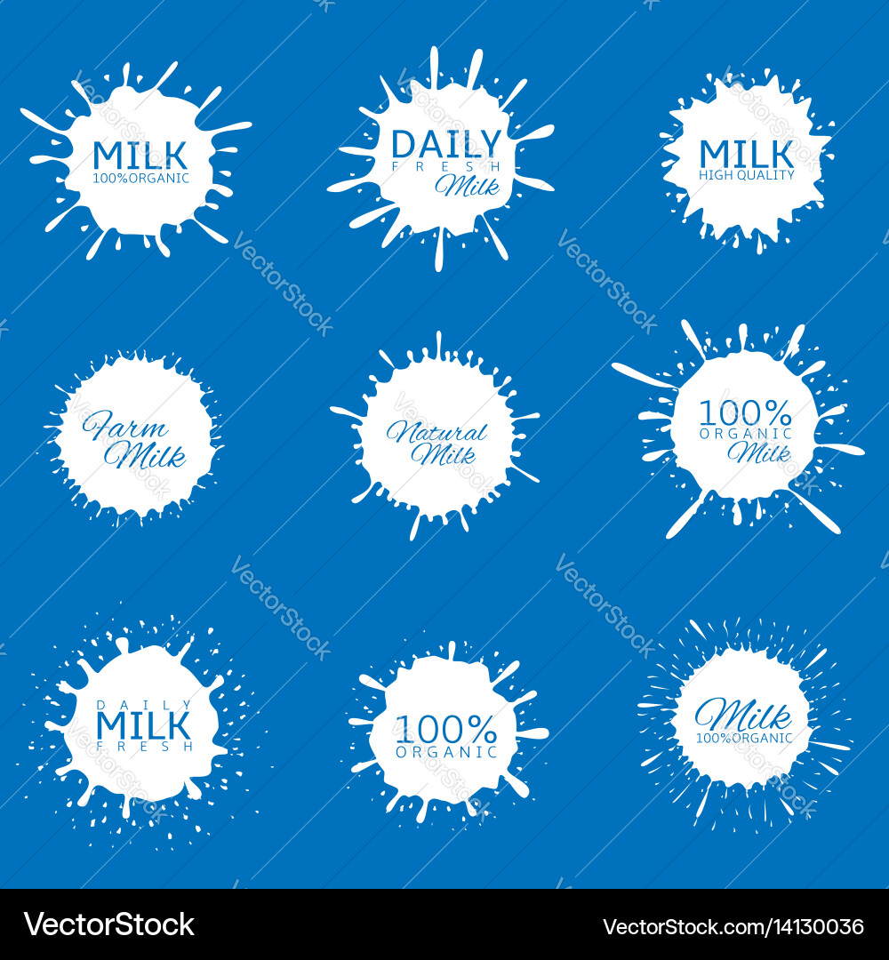 Milk splash set Royalty Free Vector Image - VectorStock