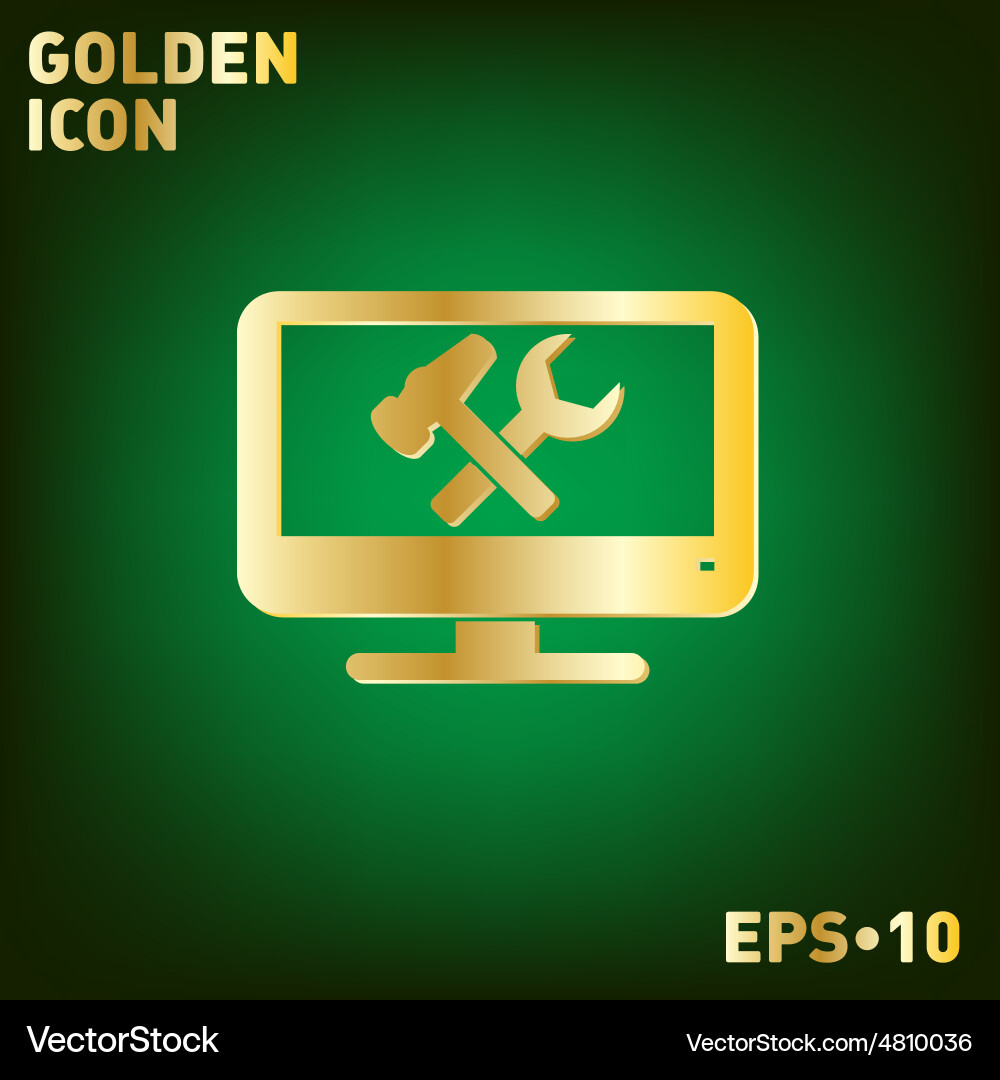 Monitor symbol settings icon computer Royalty Free Vector