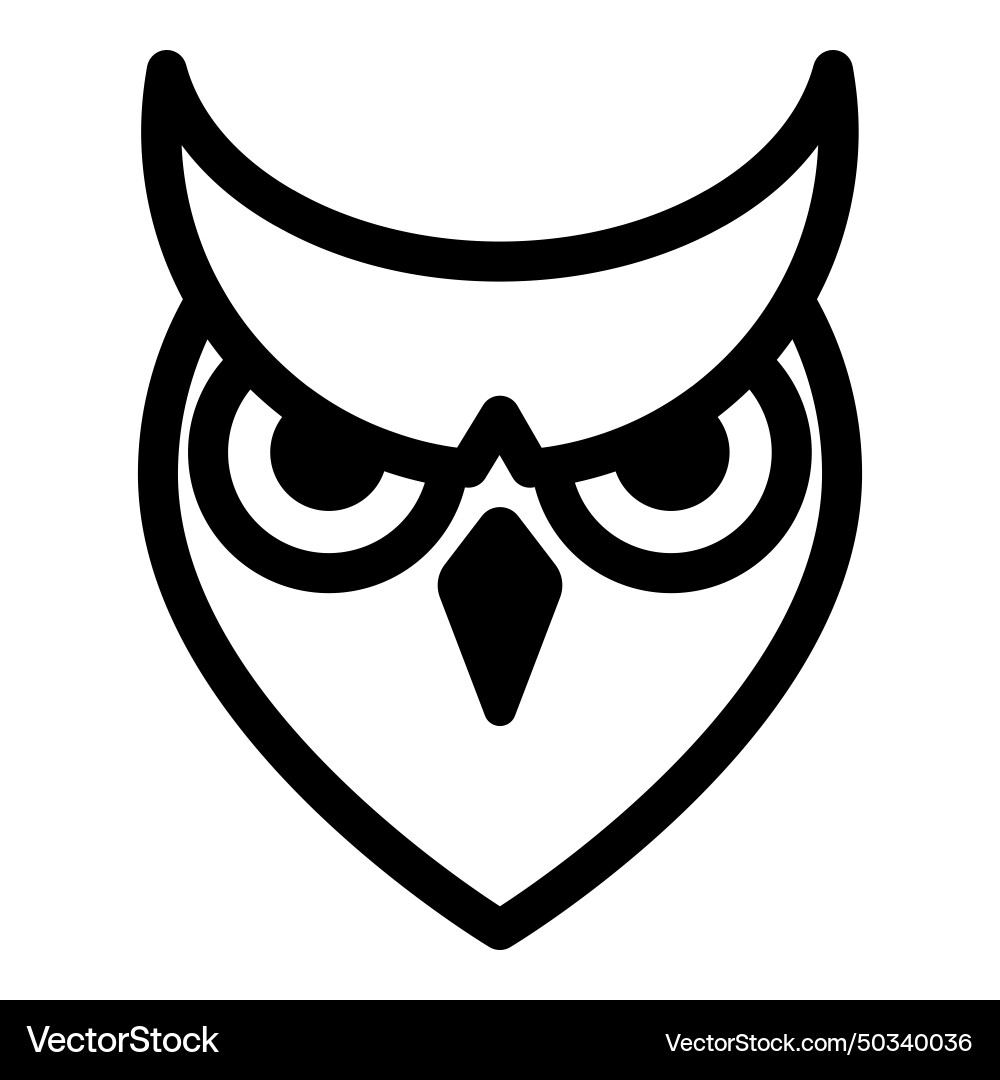 Owl face flat icon isolated on white background Vector Image