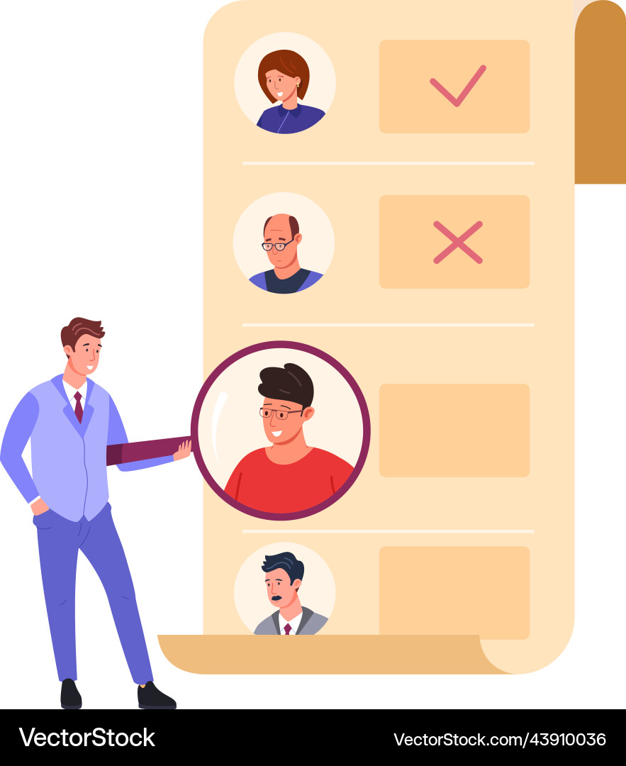 People checking list man looking at employees Vector Image