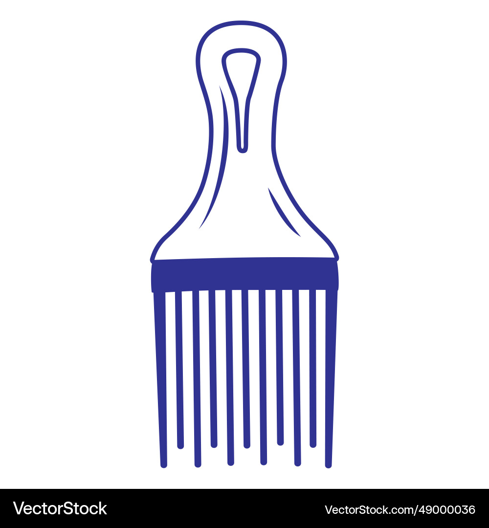 Simple filled stroke afro comb Royalty Free Vector Image