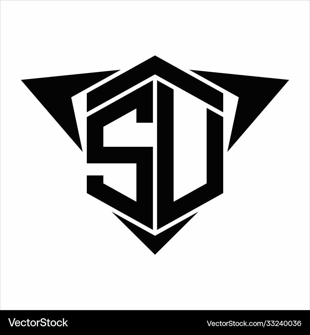 Su logo monogram with wings arrow around design Vector Image