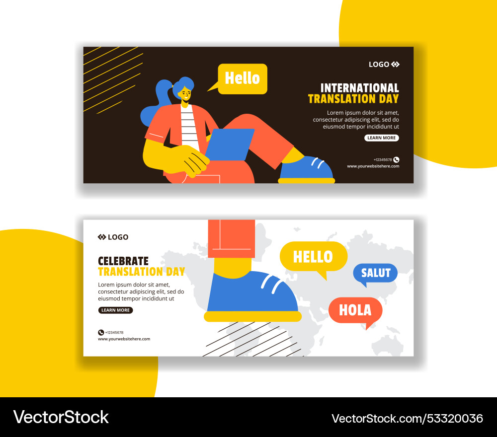 Translation language day horizontal banner Vector Image