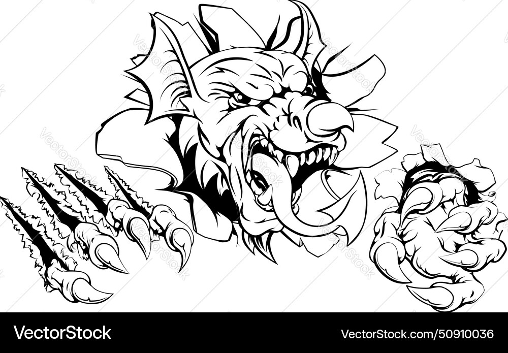 Welsh dragon smashing out Royalty Free Vector Image
