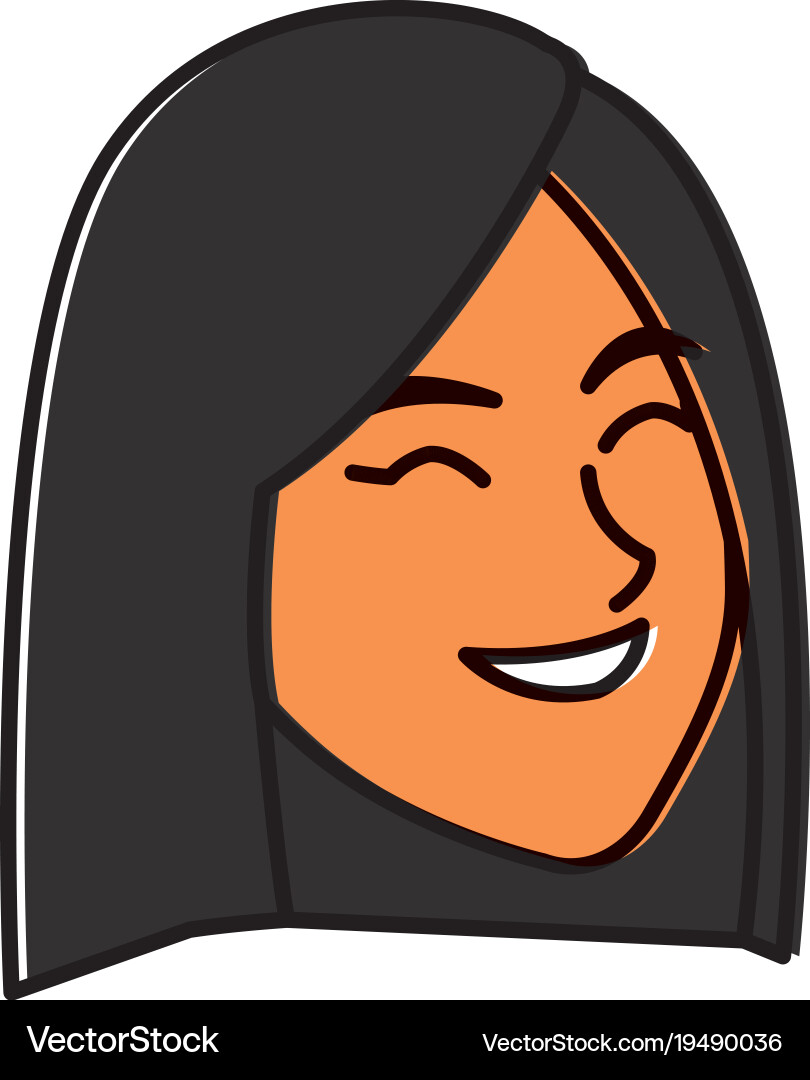 Woman face smiling cartoon Royalty Free Vector Image
