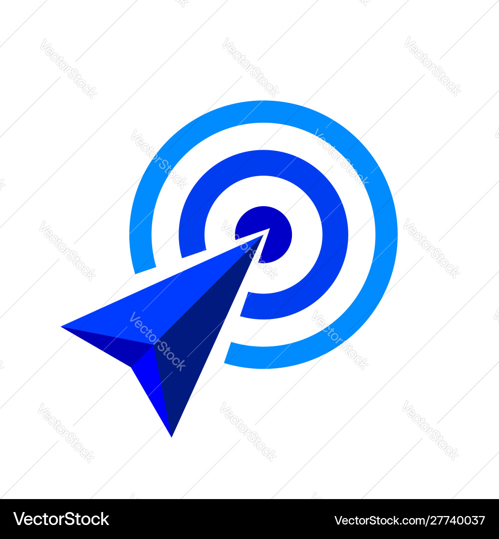 Blue arrow goal symbol concept Royalty Free Vector Image