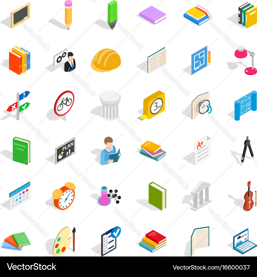 College diploma icons set isometric style Vector Image