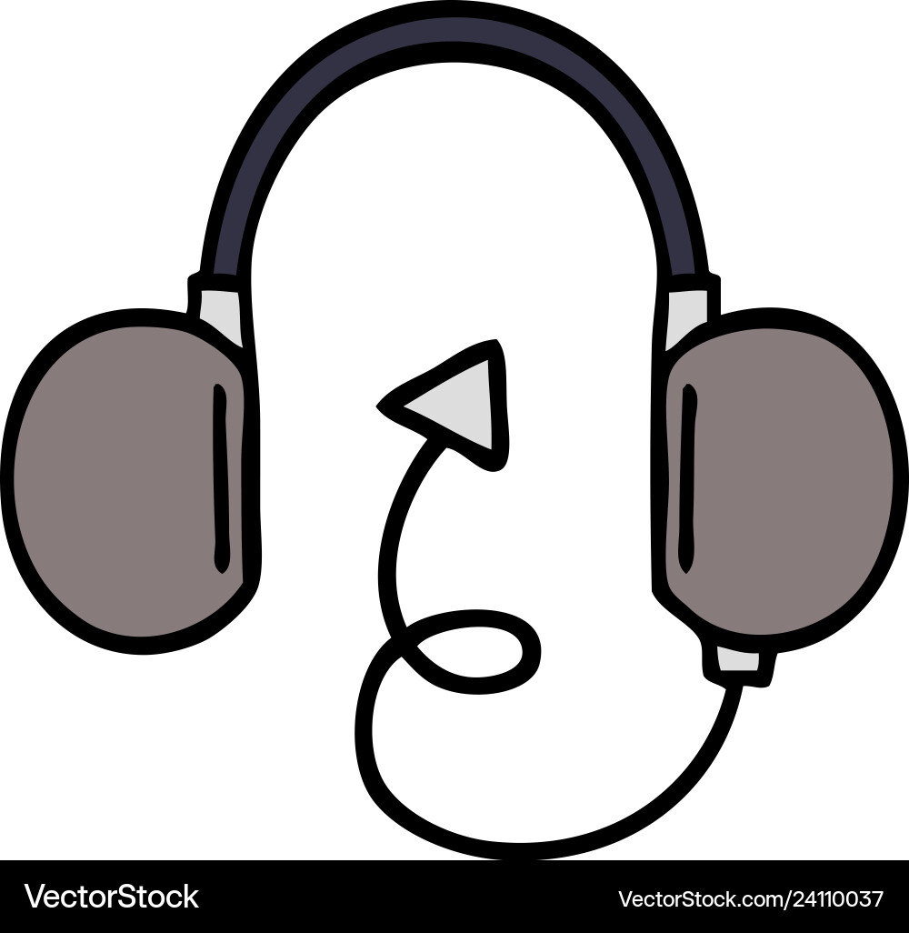 Cute cartoon retro headphone Royalty Free Vector Image