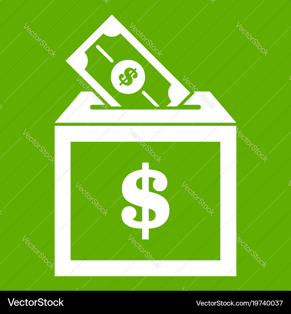 Donation box icon green Royalty Free Vector Image