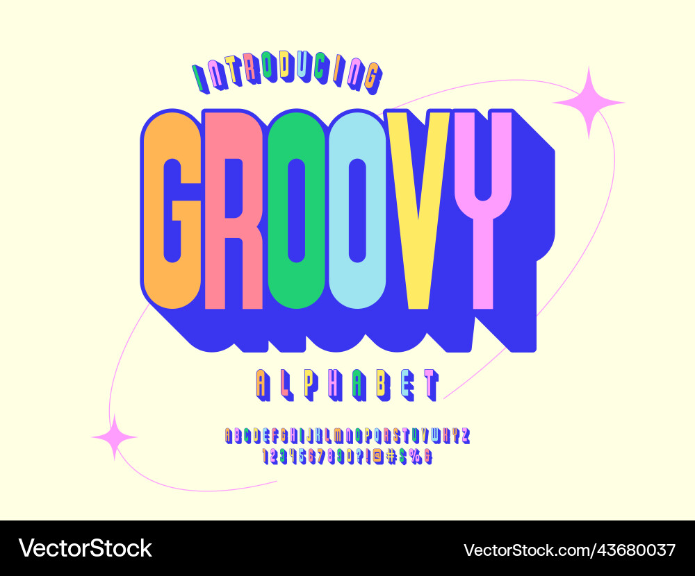 Groovy font Royalty Free Vector Image - VectorStock
