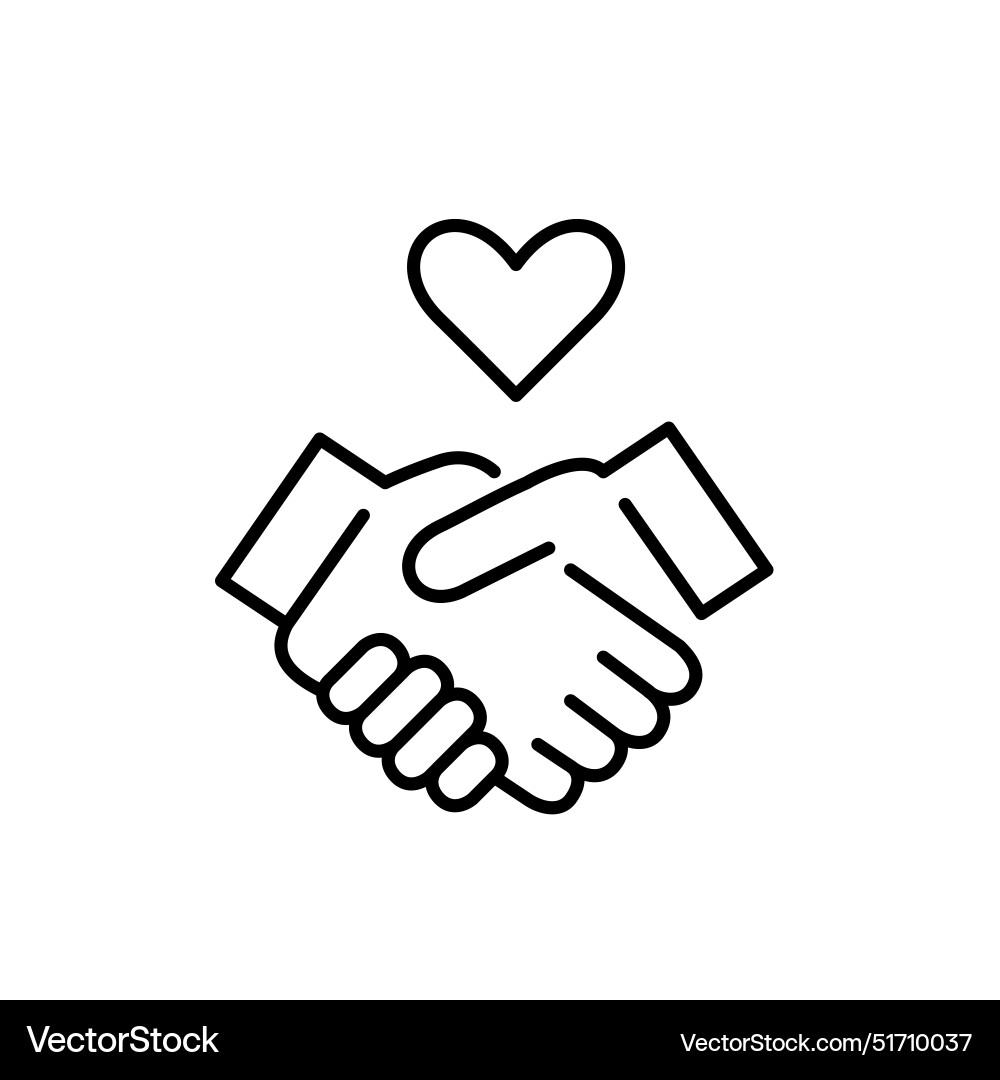 Handshake and heart partnership relationship Vector Image