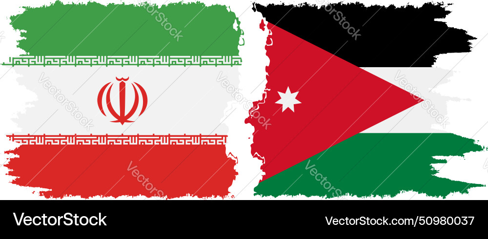 Jordan and iran grunge flags connection Royalty Free Vector