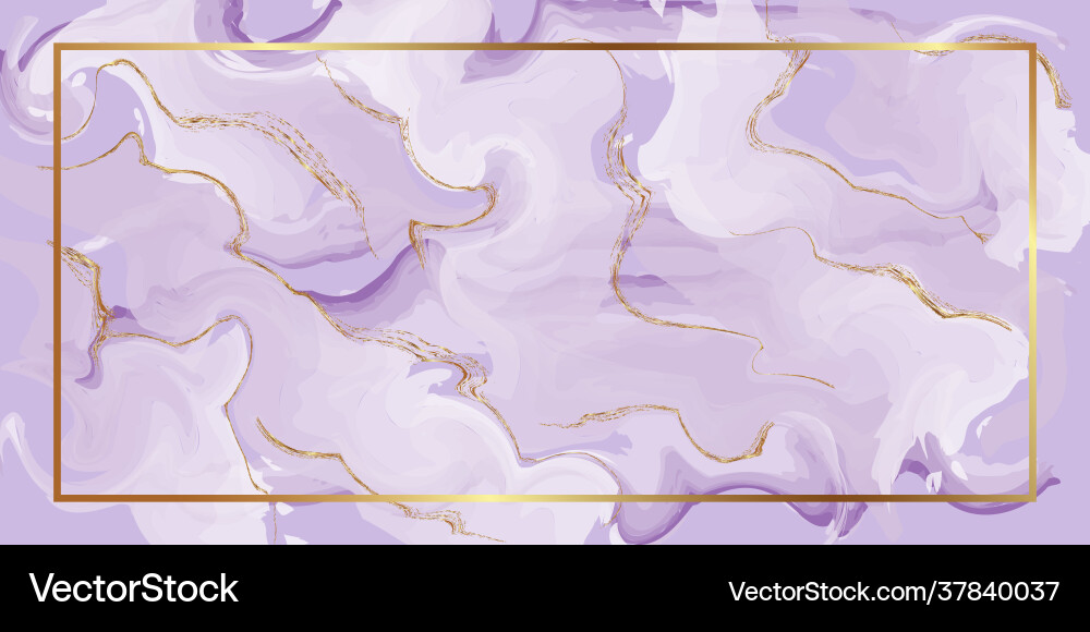 Lilac marble background with gold textures Vector Image