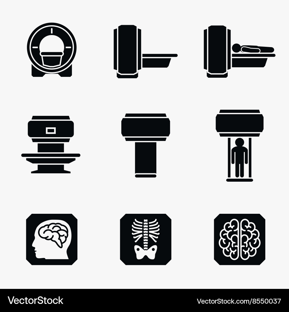 Medical mri scanner diagnostic icons Royalty Free Vector