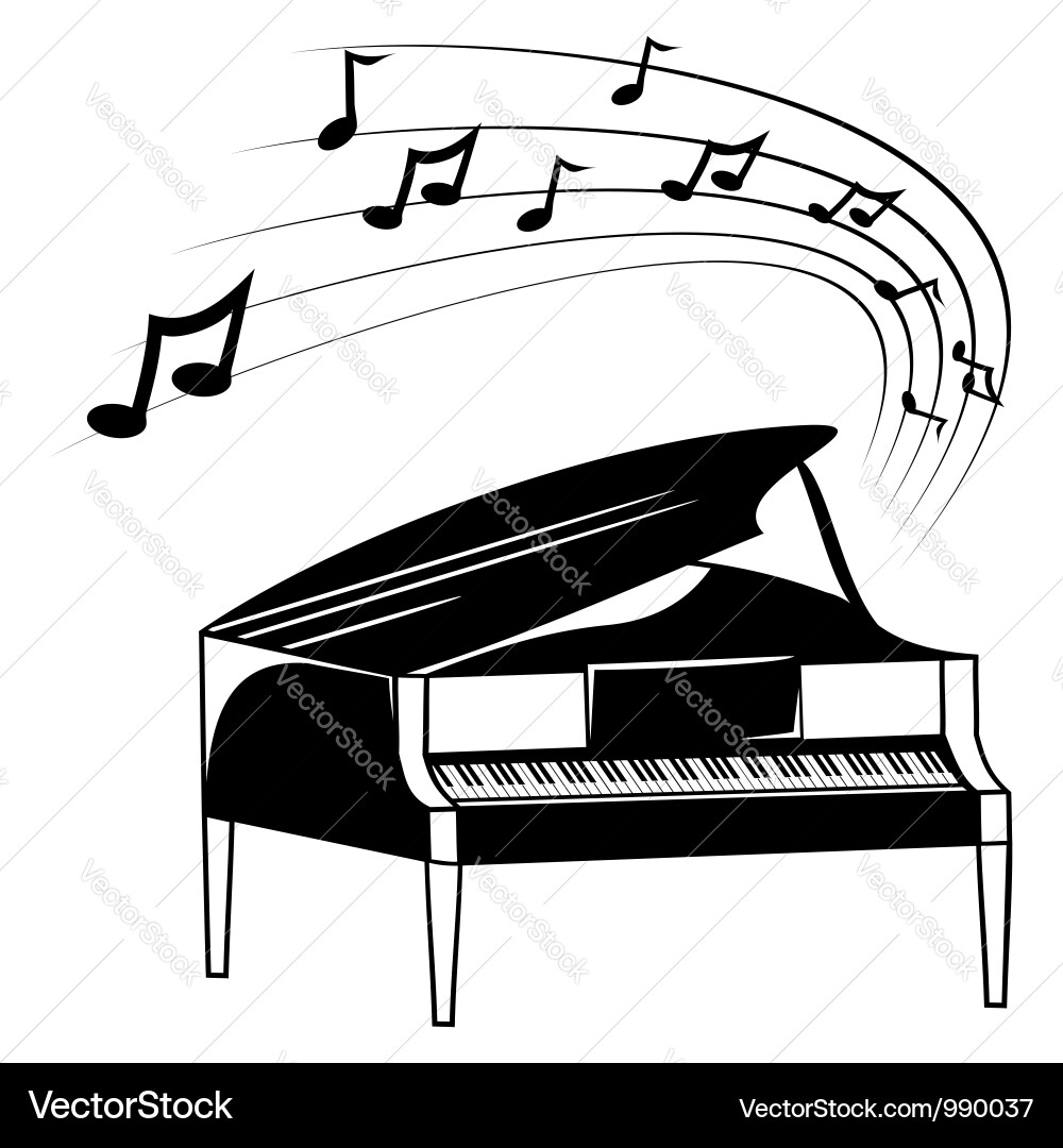 Piano and music notes Royalty Free Vector Image