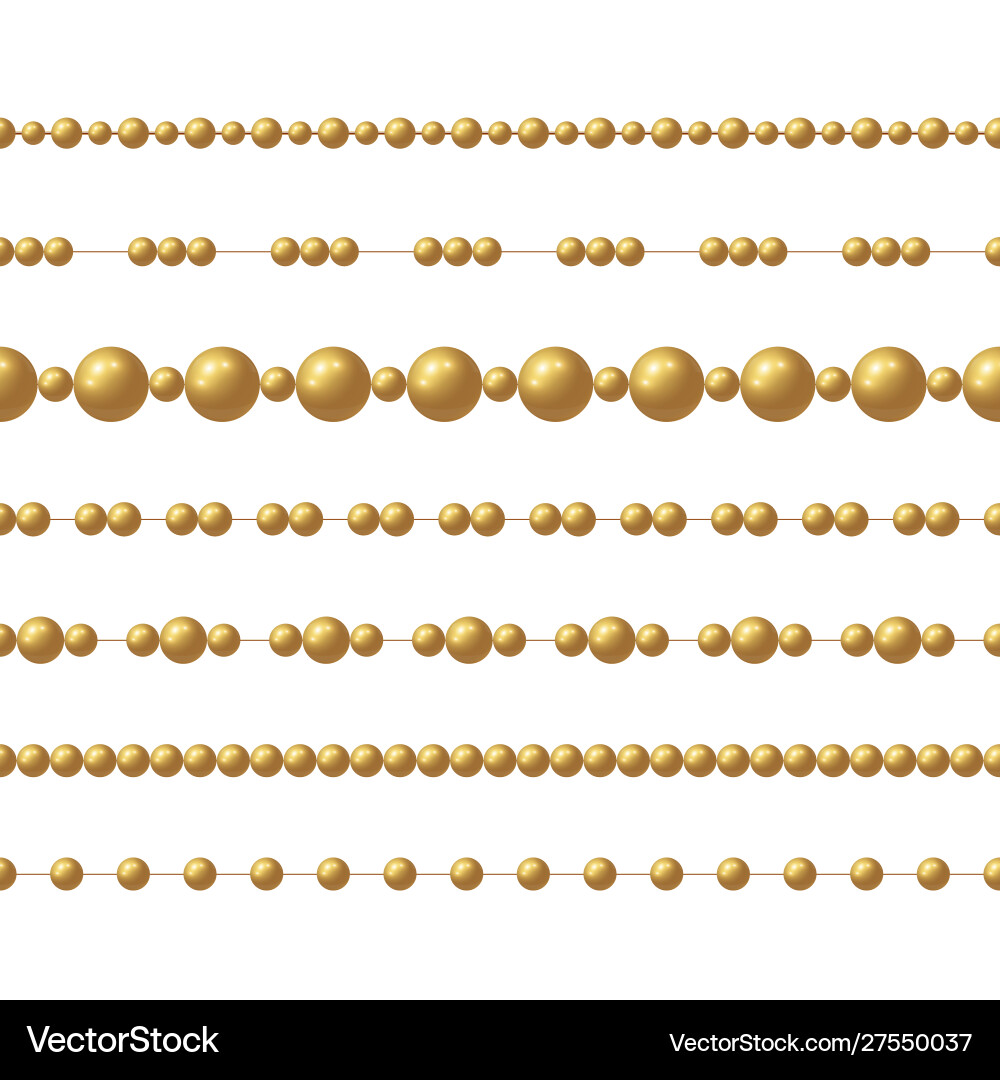 Realistic gold bead chain set Royalty Free Vector Image