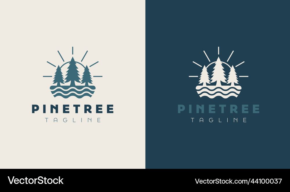 Serene Pine Tree Lake Logo Royalty Free Vector Image